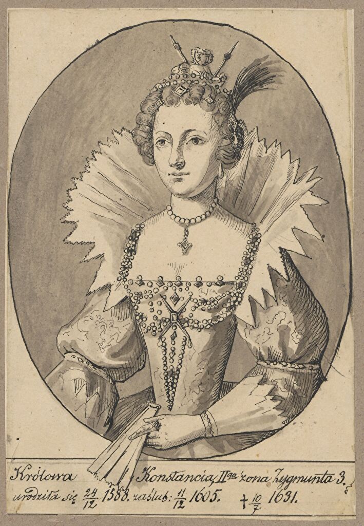 Portret w owalu królowej Konstancji Habsburżanki, według ryciny ...